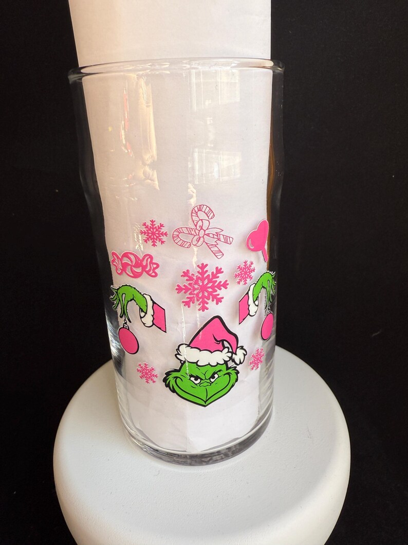 The Grinch Themed Glasses With Lids and Glass Straws - Etsy