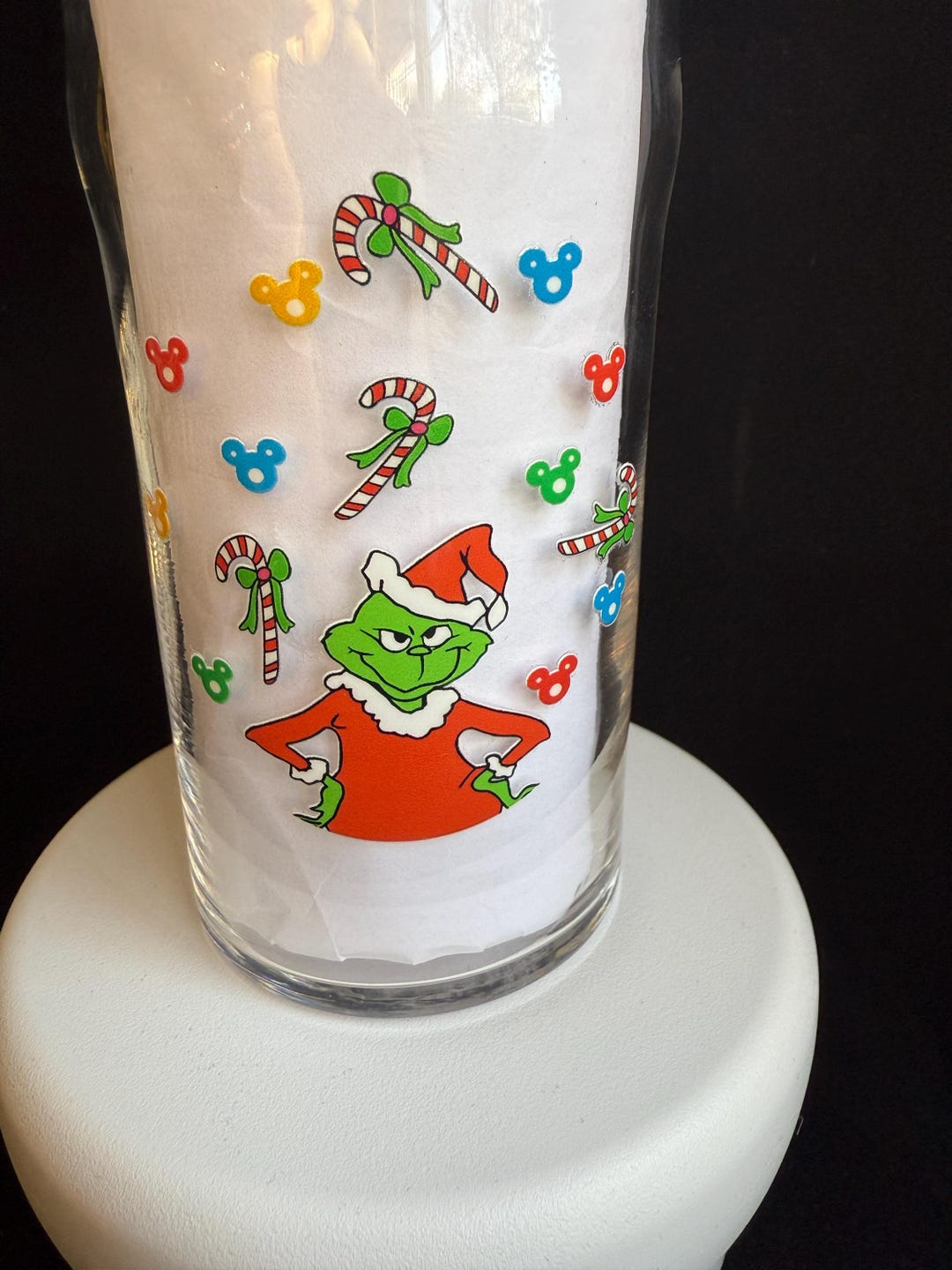 The Grinch Themed Glasses With Lids and Glass Straws - Etsy
