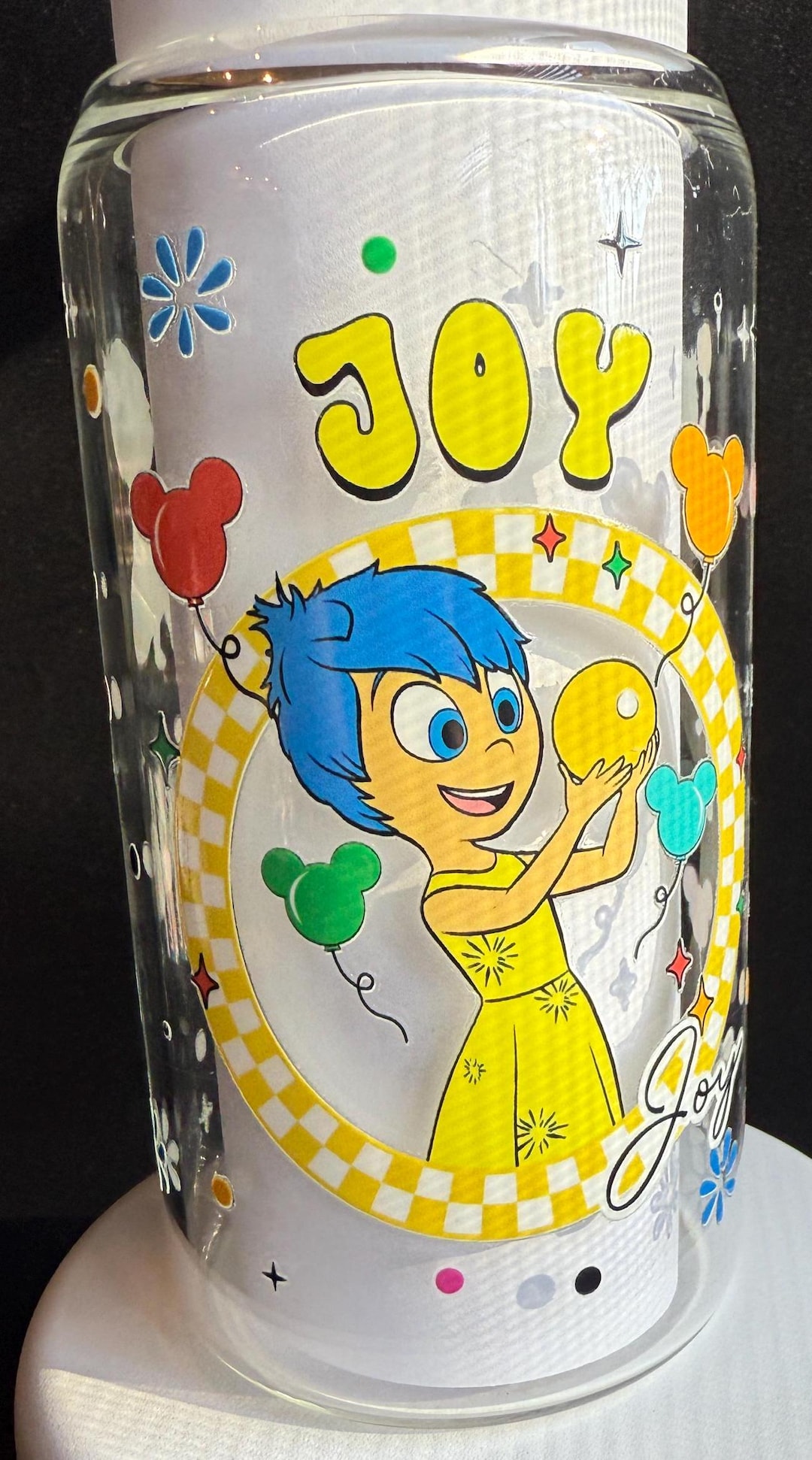 Disney's Inside Out Character Glasses With Lids and Glass Straws - Etsy