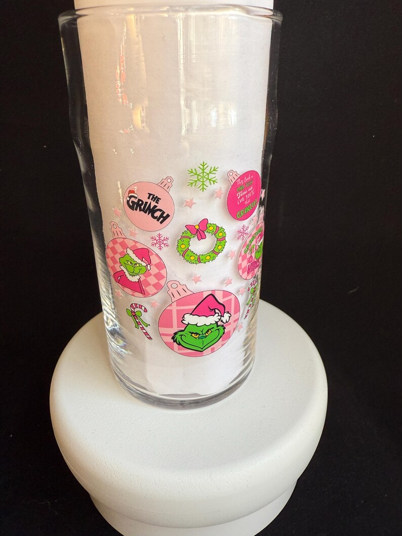 The Grinch Themed Glasses With Lids and Glass Straws - Etsy