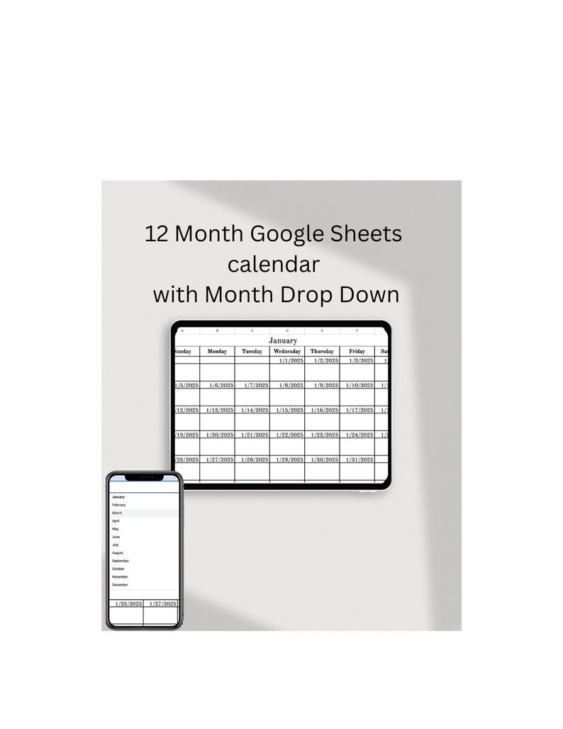 Editable 12-month 2025 Calendar for Google Sheets - Etsy