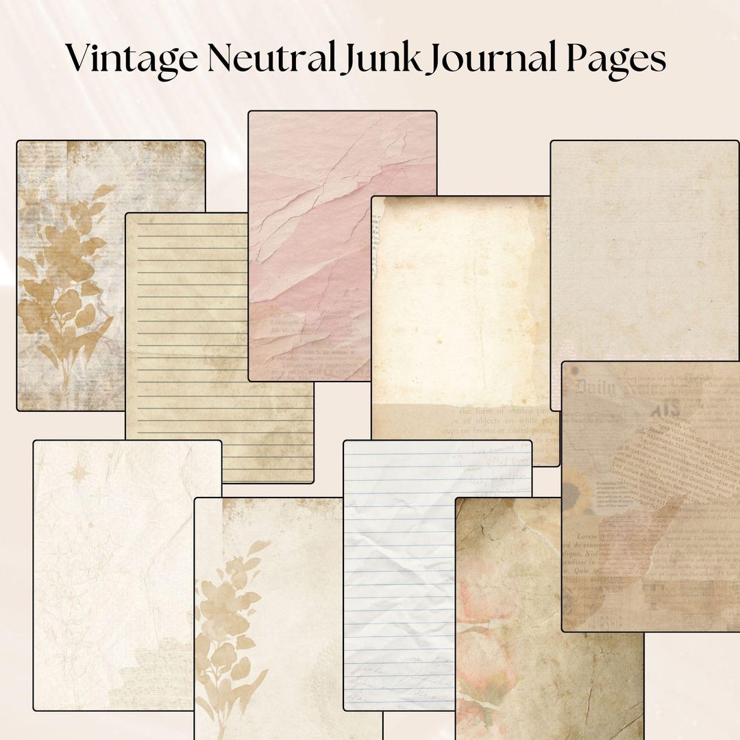 Junk Journal Filler Papers | Vintage Neutral Printable Ephemera Pages ...