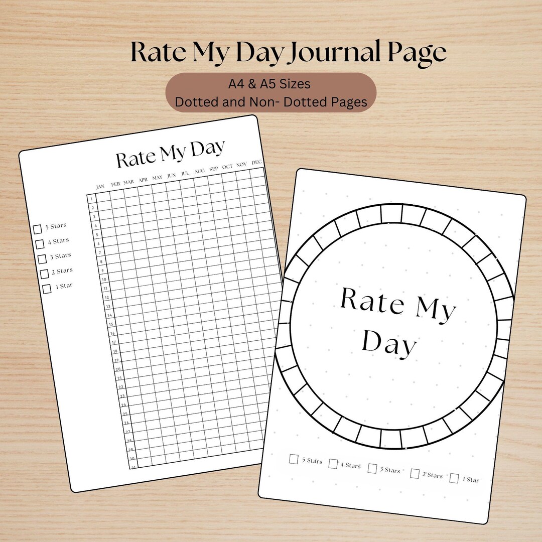 Rate My Day Habit Tracker: Daily Reflection Journal (digital Download ...