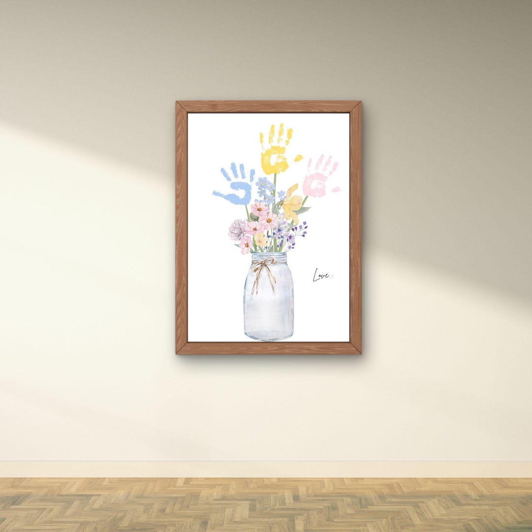 Handprint Love Keepsake Floral Bouquet Mom Gift DIY Instant Download ...