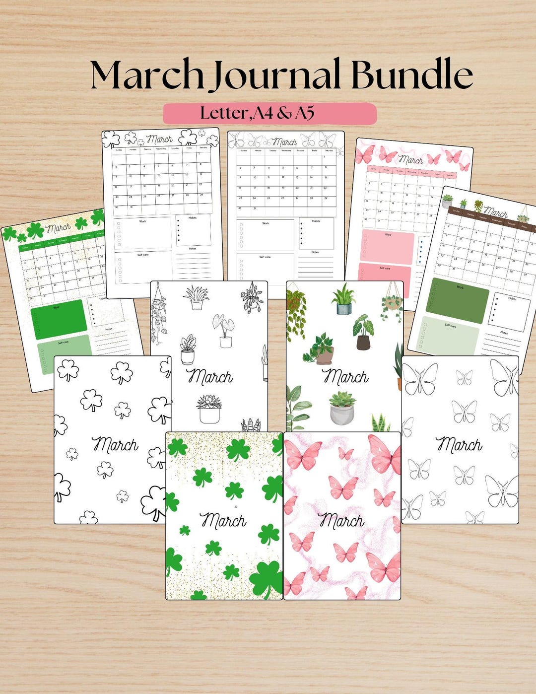 March Journal Bundle: Printable Planner Pages (A4 & A5) (digital ...