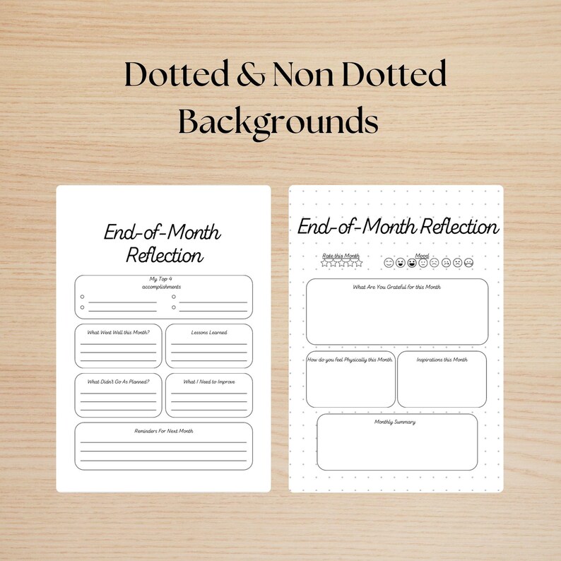 End of Month Reflection Journal Pages | A4, A6, & 8.5x11 Sizes | Dotted ...