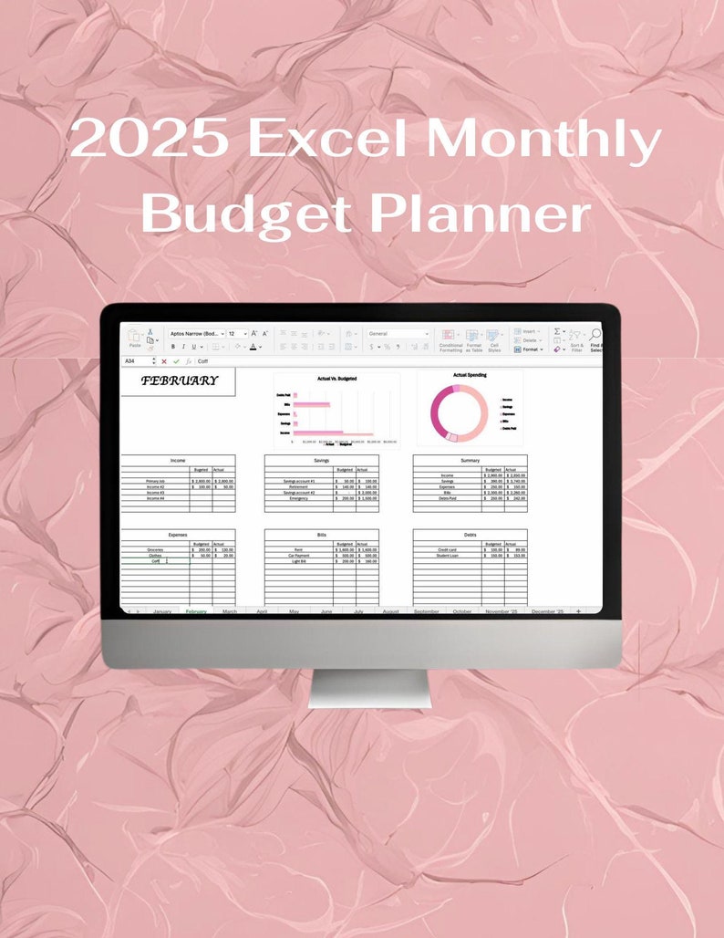 2025 Excel Expense Tracker | Monthly Budget Spreadsheet Template ...