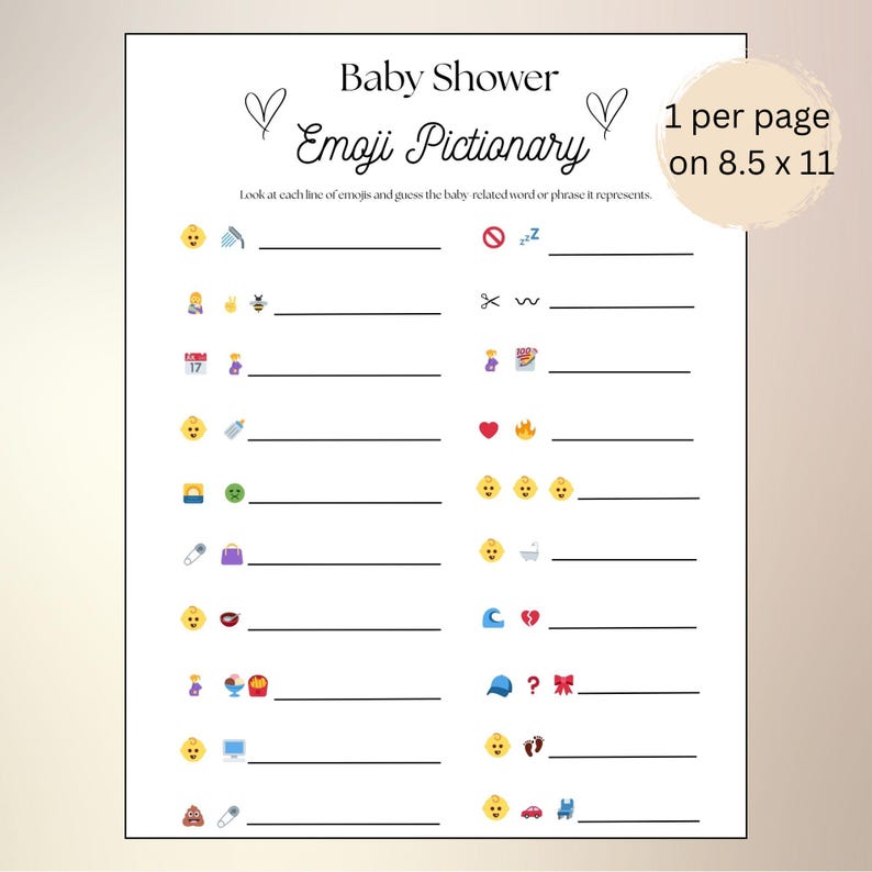 Baby Shower Emoji Pictionary Game: Fun Printable Activity (digital ...