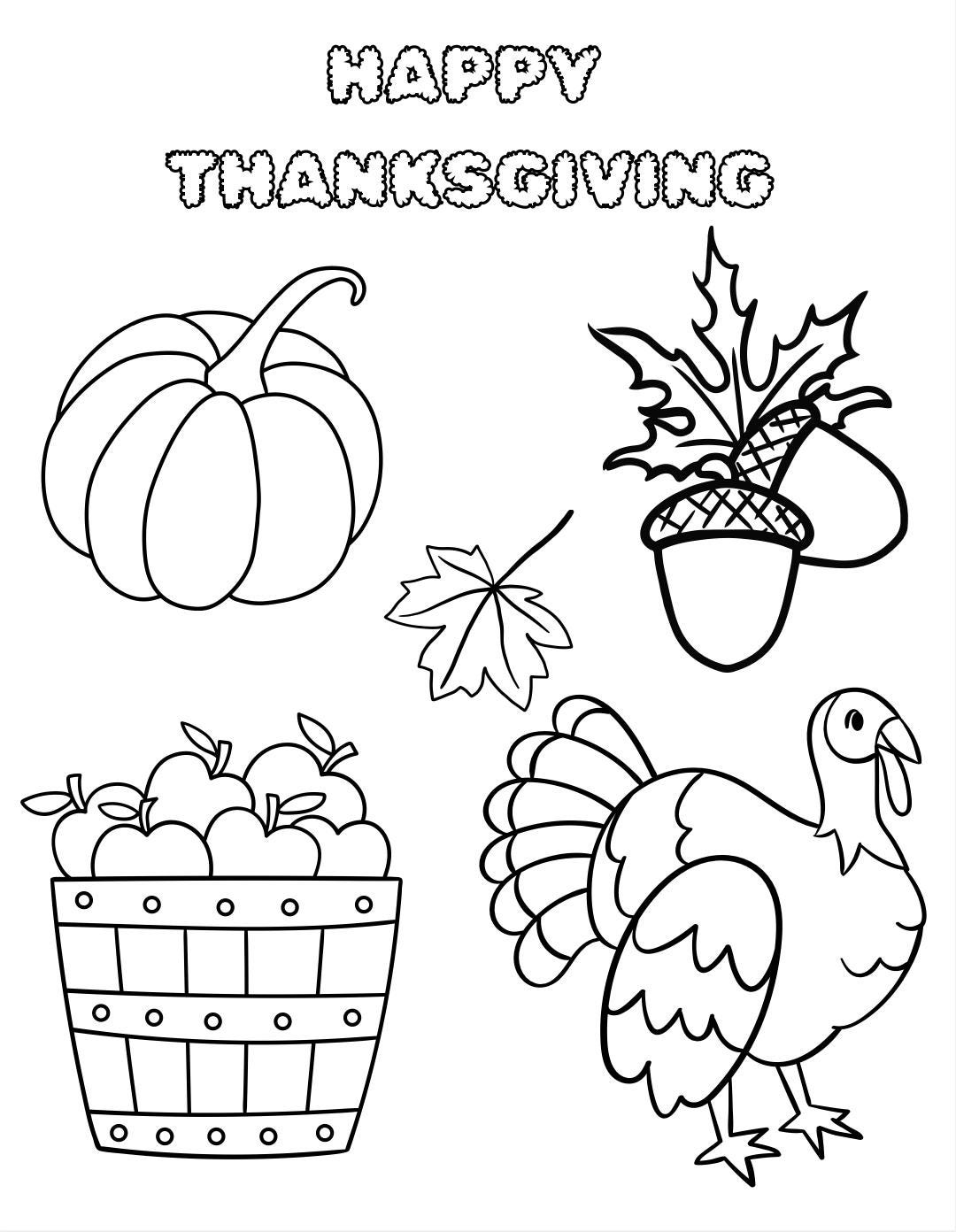 Thanksgiving Coloring and Activity Pages - Etsy