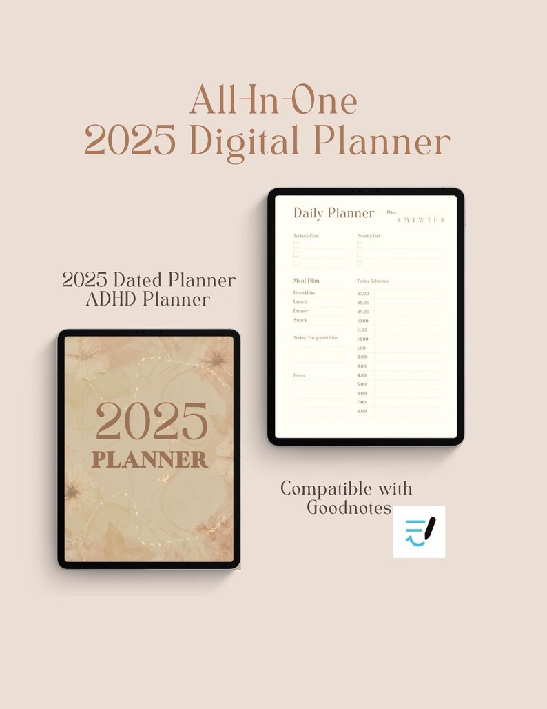 2025 Digital Planner for Goodnotes, iPad & Tablet, Aesthetic Planner ...