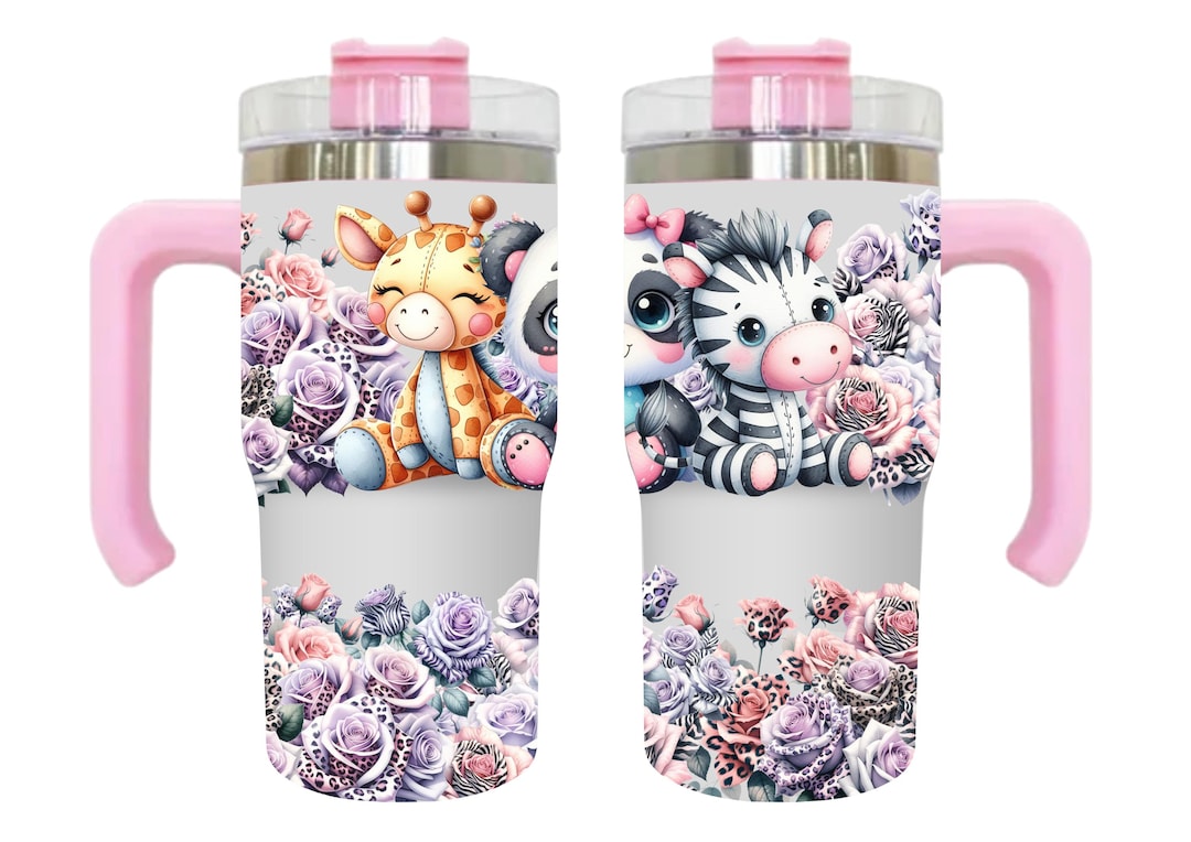 Sublimation 20oz With Handle Digital Design Stuffed Animals With Floral ...