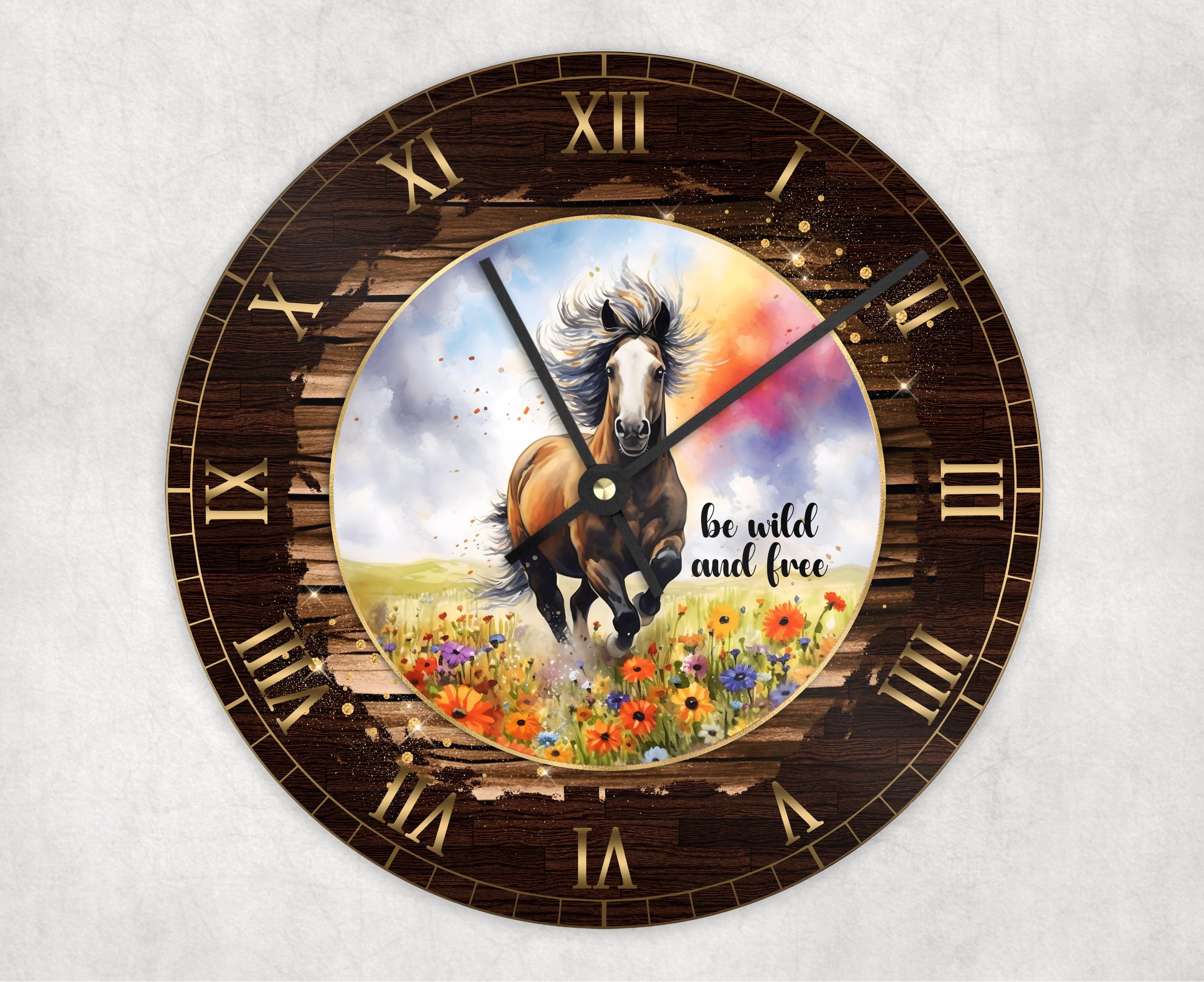 Clock PNG, Horse Wild and Free, Digital Clock PNG, Sublimation Design ...