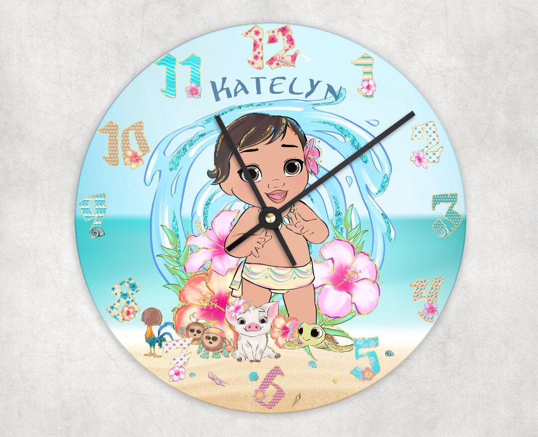 Beach Princess Baby Clock PNG, Clock Png, Sublimation, Cute, Digital ...