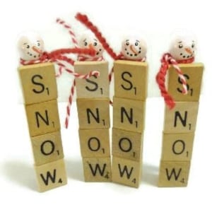 Scrabble Tile and Clothespin Snowman Ornament | Tiered Tray Decor - Etsy