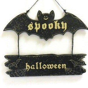Spooky Halloween Bat Sign Hand Painted Halloween Sign - Etsy