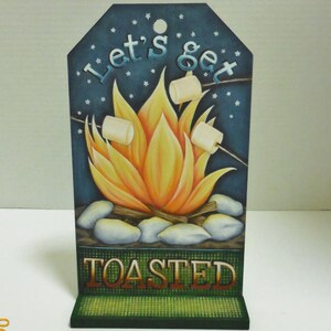 Roasting Marshmallows Campfire Sign | Tole Painted Campfire Sign | Hand ...