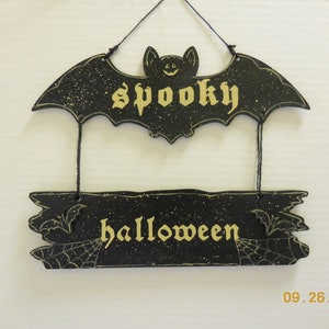 Spooky Halloween Bat Sign Hand Painted Halloween Sign - Etsy