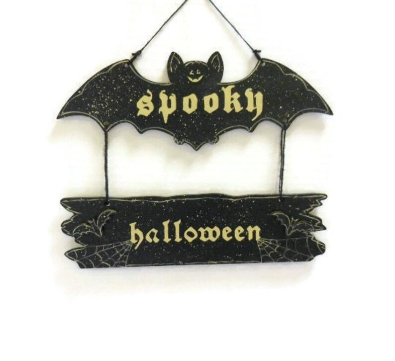 Spooky Halloween Bat Sign Hand Painted Halloween Sign | Etsy