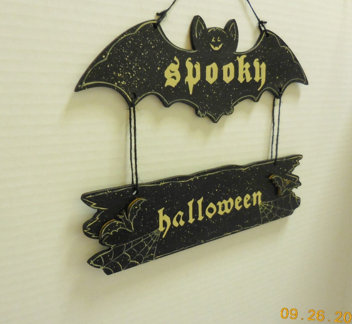 Spooky Halloween Bat Sign Hand Painted Halloween Sign | Etsy