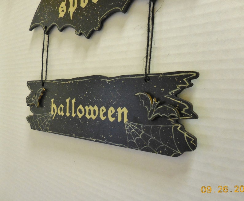 Spooky Halloween Bat Sign Hand Painted Halloween Sign | Etsy