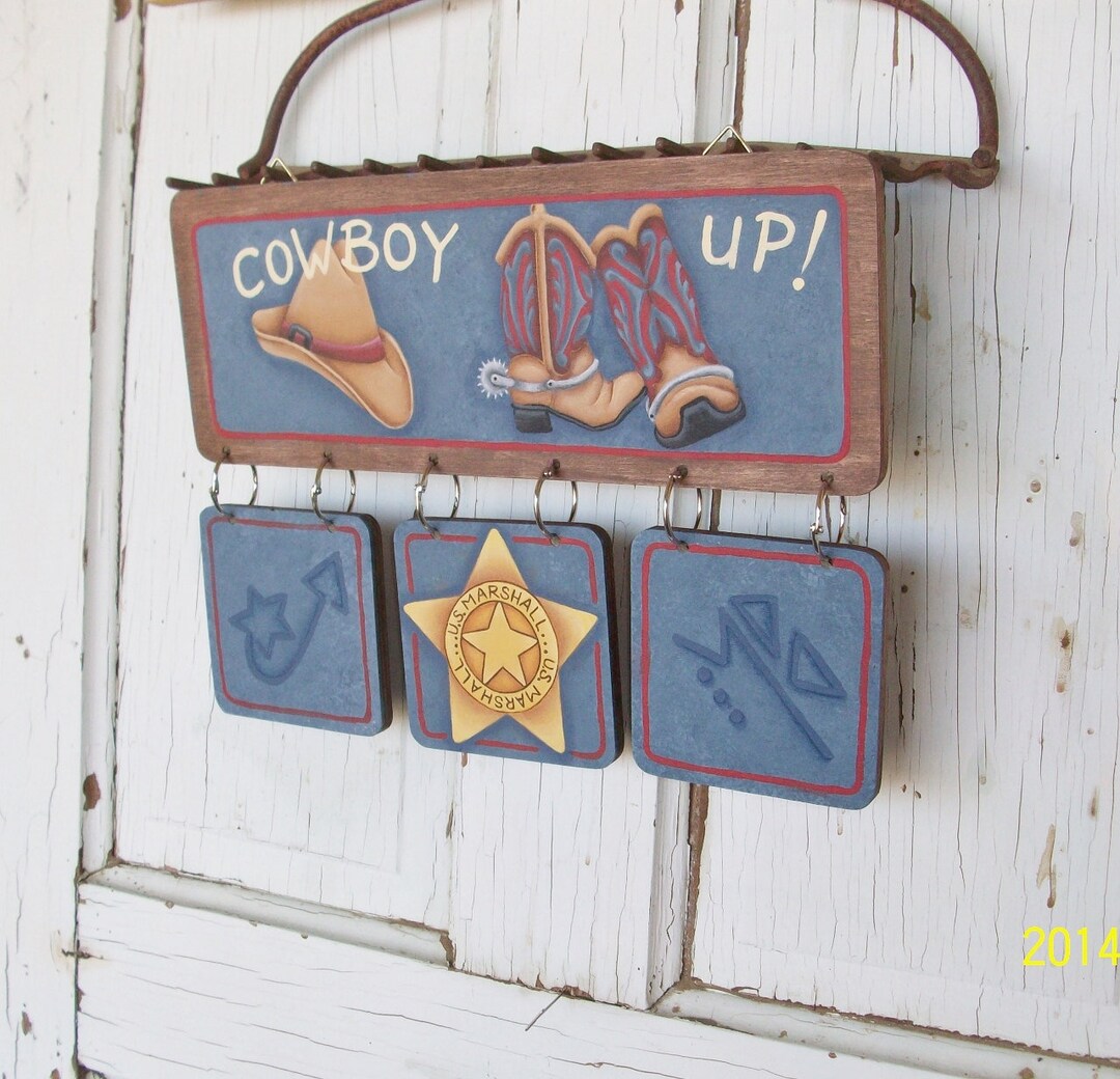 Western Style Sign for Boy's Room Cowboy up Hand - Etsy