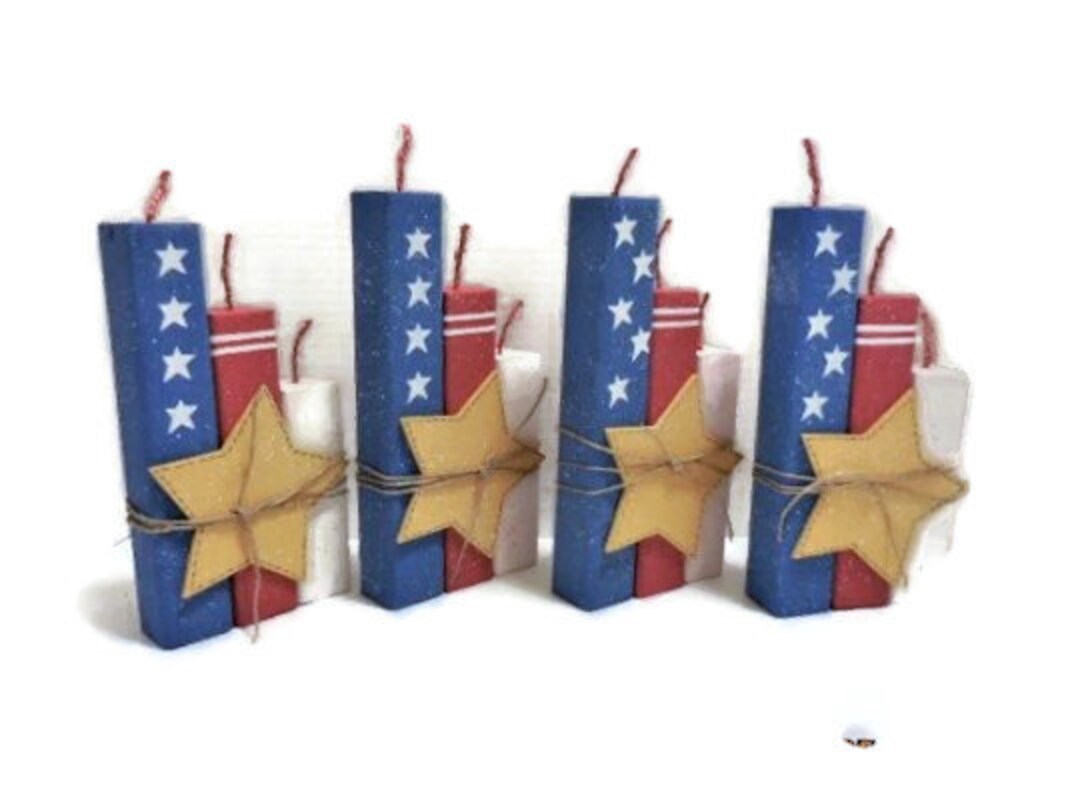 Wooden Firecracker Bundle Decoration | Red White Blue Fake Firecrackers ...