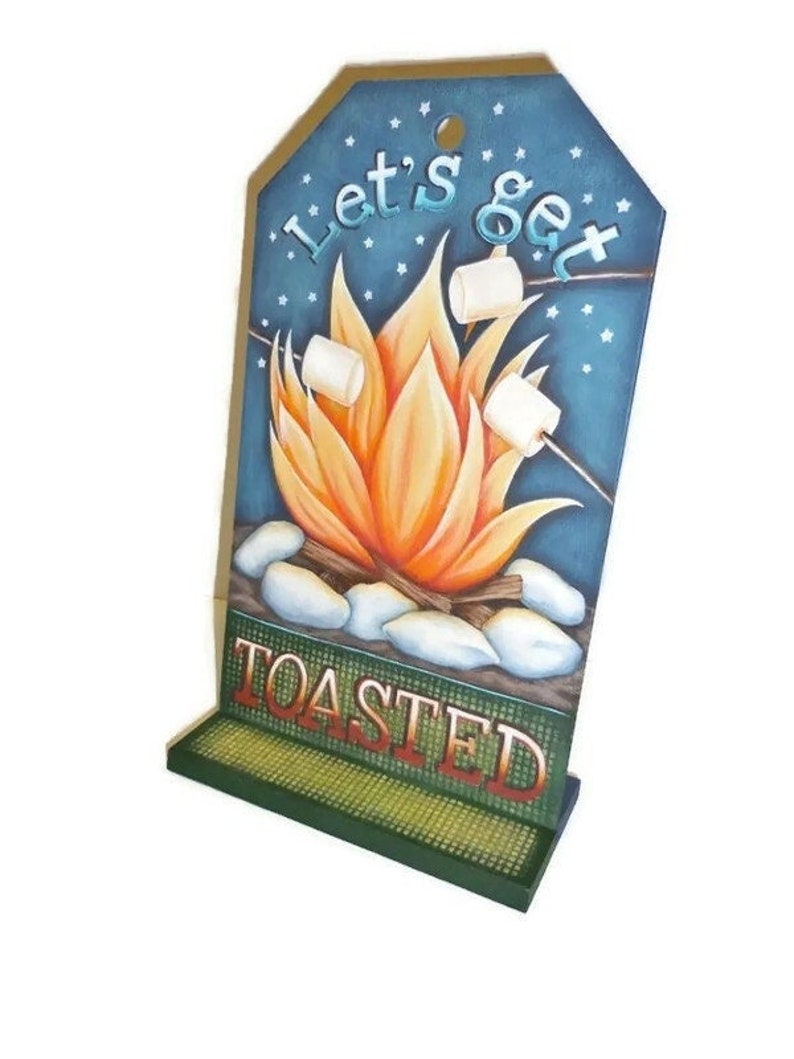 Roasting Marshmallows Campfire Sign Tole Painted Campfire - Etsy