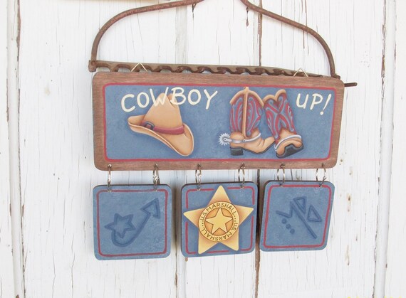 Western Style Sign for Boy's Room Cowboy up Hand | Etsy
