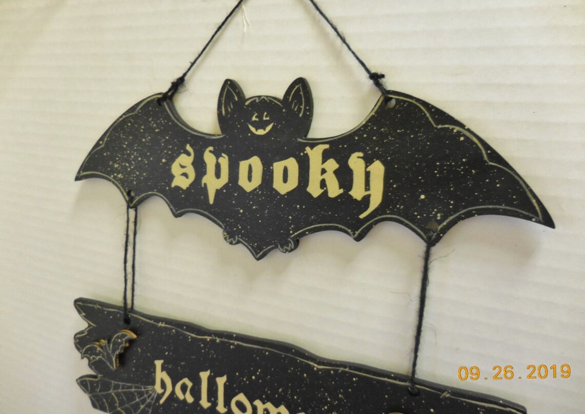Spooky Halloween Bat Sign Hand Painted Halloween Sign - Etsy