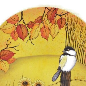 Chickadee Plate | Tole Painted Chickadee Bird Decor on Rustic Wood ...