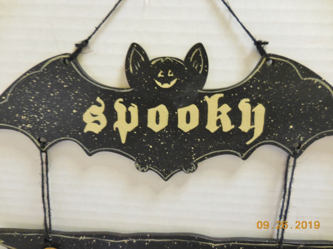 Spooky Halloween Bat Sign Hand Painted Halloween Sign - Etsy