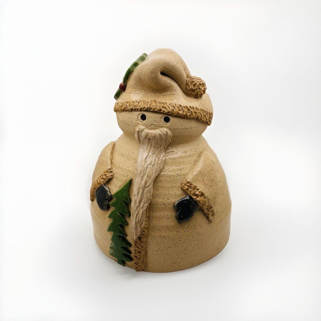 Folk Art Style Santa Claus Christmas Hand Signed Artisan Pottery Slab ...