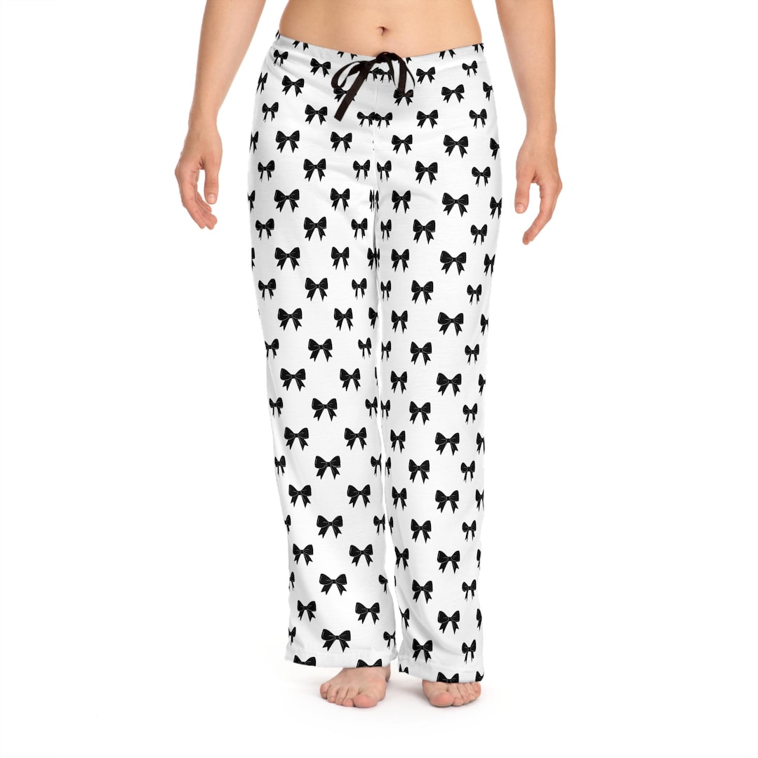 Black Bow Womens Pajama Pants Cozy Sleepwear Gift Fun Loungewear Unique ...