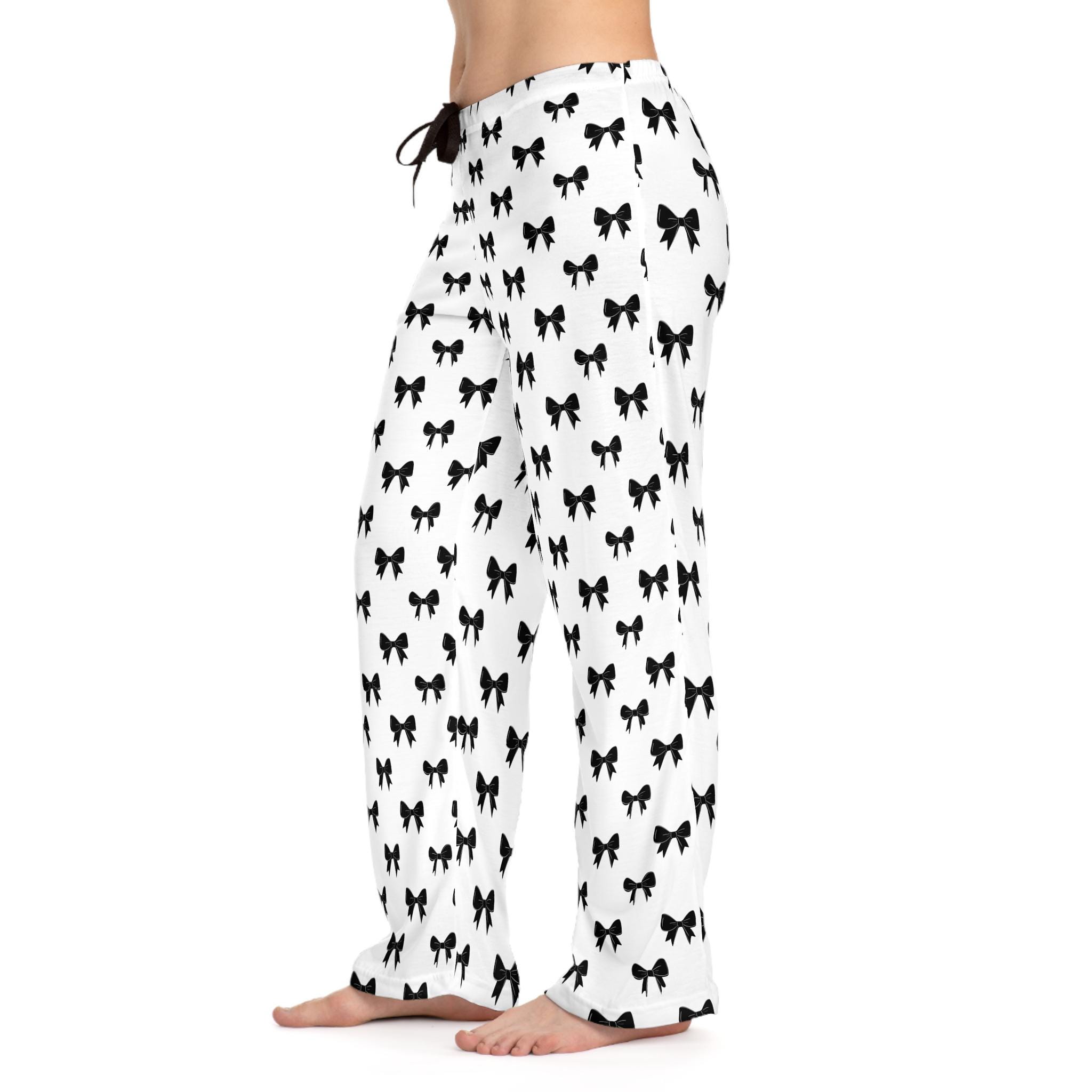 Black Bow Womens Pajama Pants Cozy Sleepwear Gift Fun Loungewear Unique ...