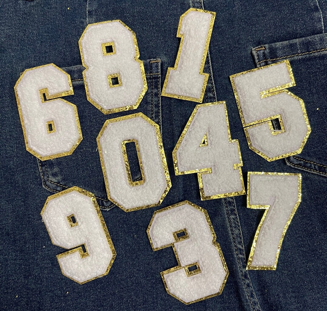 White Chenille Number Patch for Clothing, Iron on Patch, Clothes ...