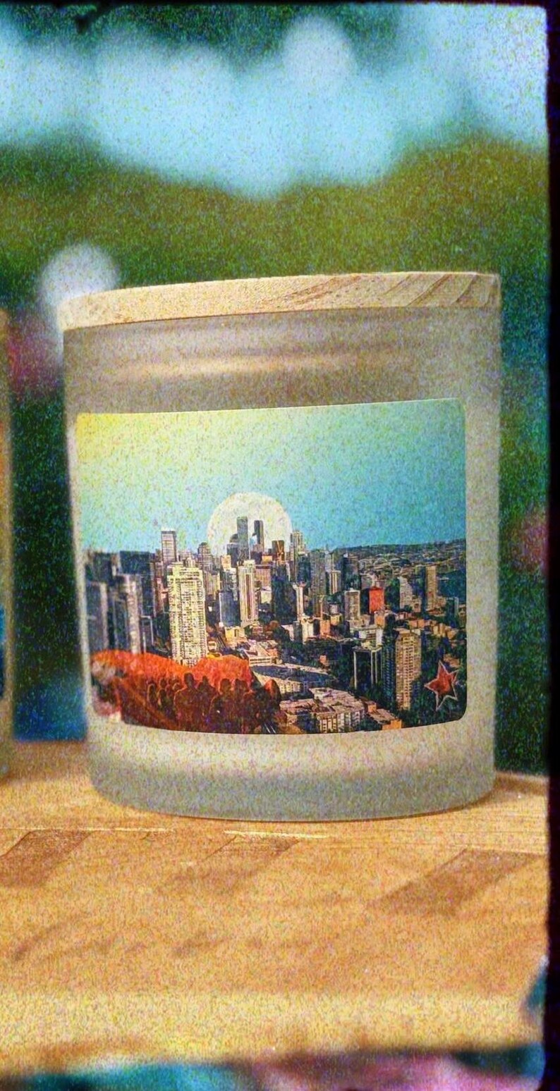 Hand-poured Candle –surreal Space Needle Daydream Digi Art | Functional ...
