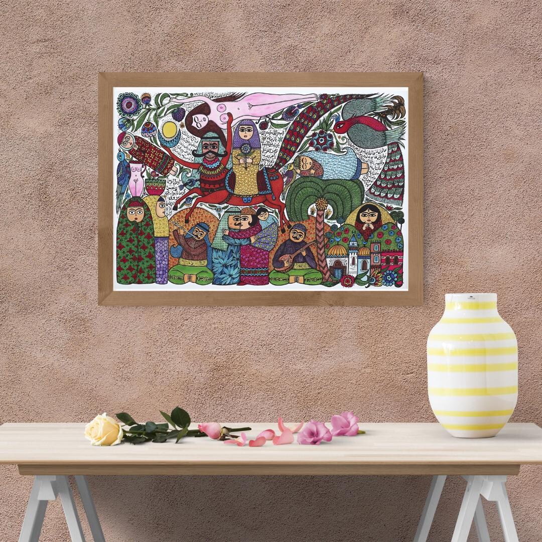Palestinian Art the Wedding, Vintage Palestinian Illustration. Middle ...