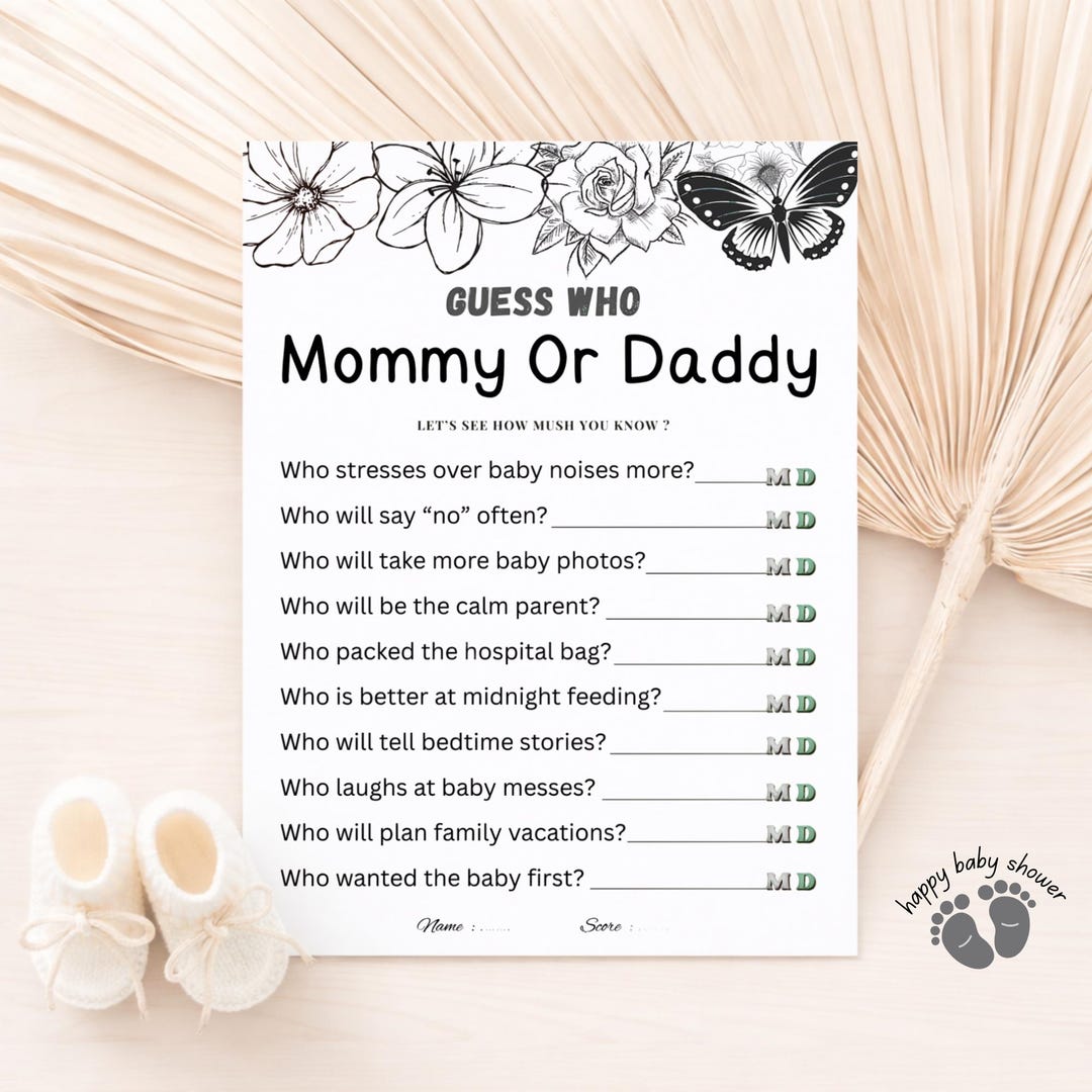 Mommy or Daddy Baby Shower Game, Guess Who Baby Game, Fun Baby Shower ...