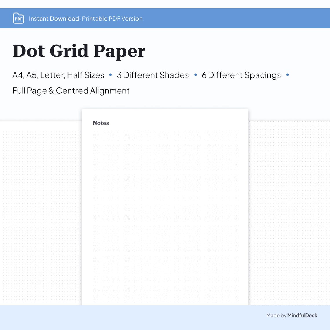 Printable Dot Grid Paper Digital Planner Templates Notebook Paper for ...