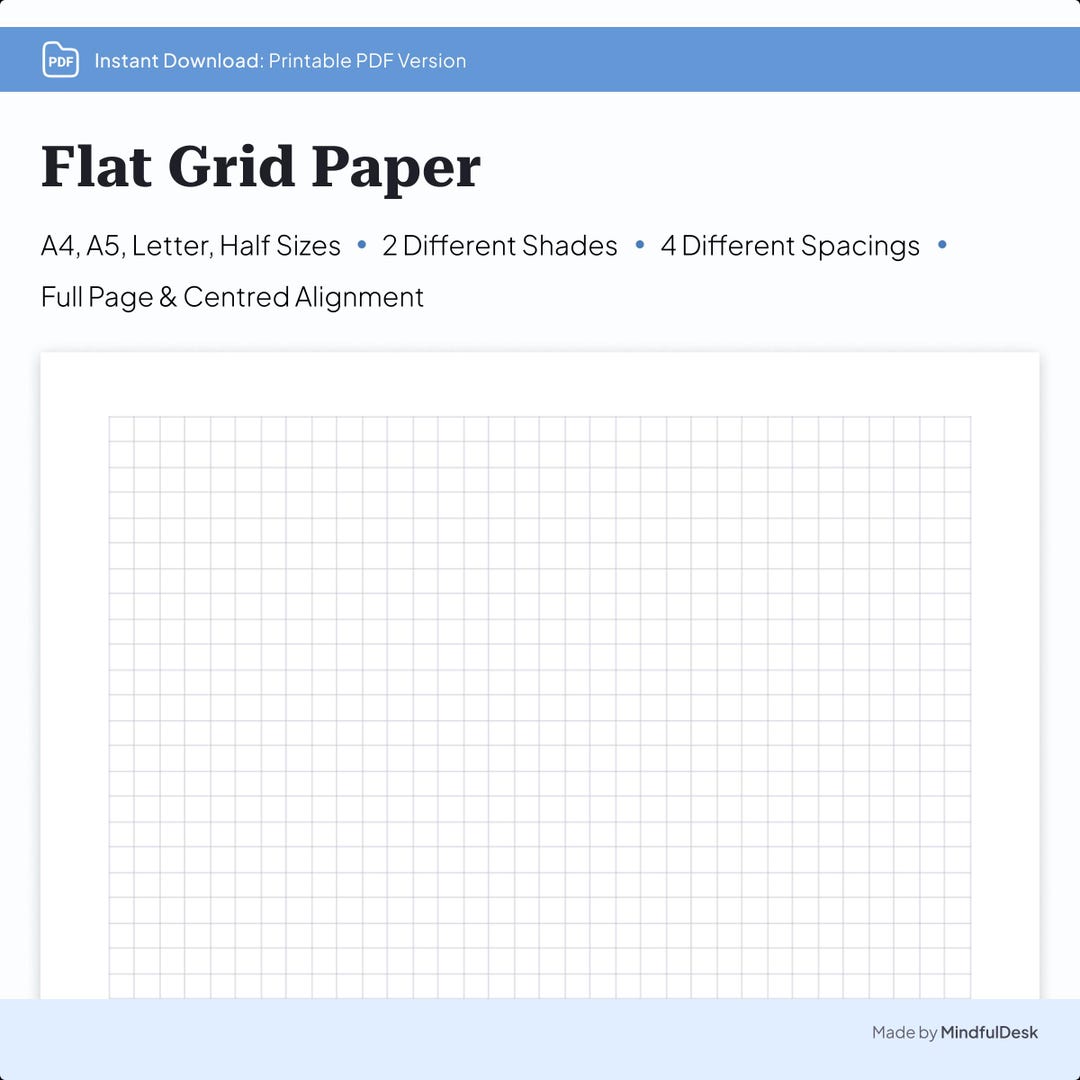 Printable Flat Grid Paper | Digital Planner Templates | Notebook Paper ...