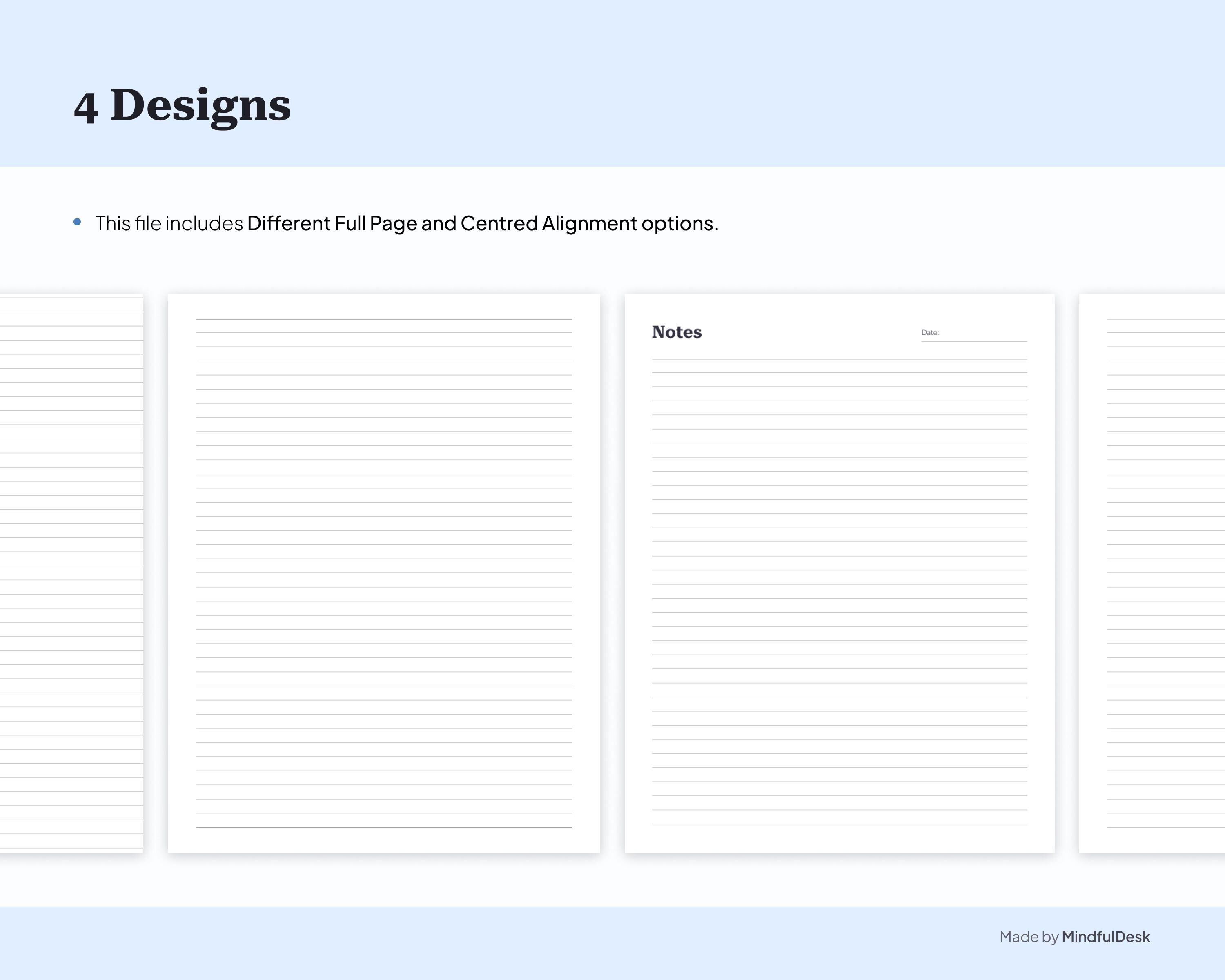 Printable Lined Paper Digital Planner Templates Notebook Paper for Note ...