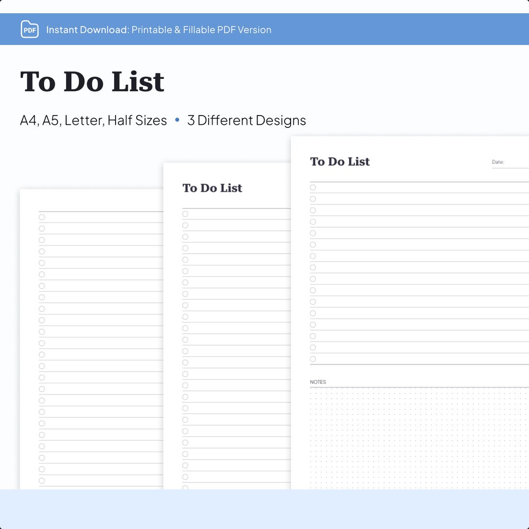 To Do List | Printable & Fillable Template | Tasks Tracker | Digital ...