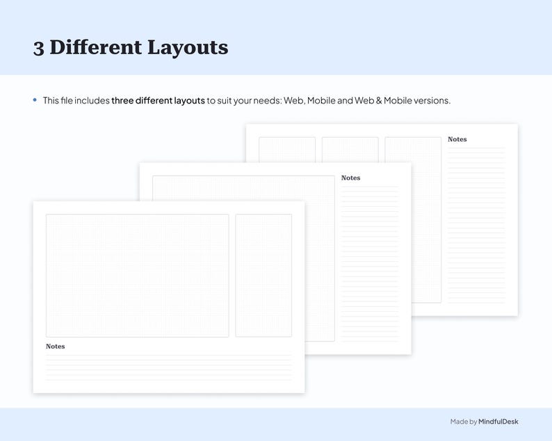 Web and Mobile Printable UX Wireframes | Dot Grid | Hand-drawn ...