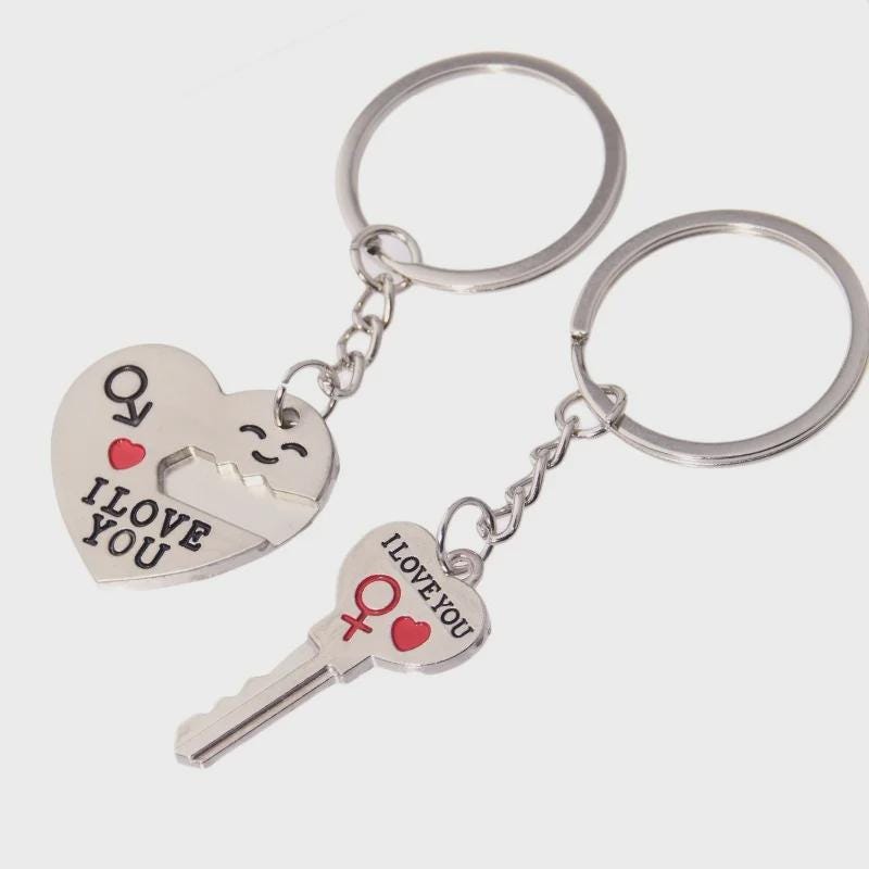 Couple Keychain Set – "i Love You" Heart & Arrow Design – Cute Gift for ...