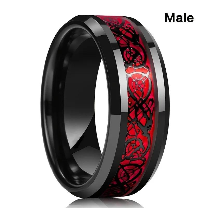 Couple Rings Set – Men’s Celtic Dragon Stainless Steel Ring & Women’s ...