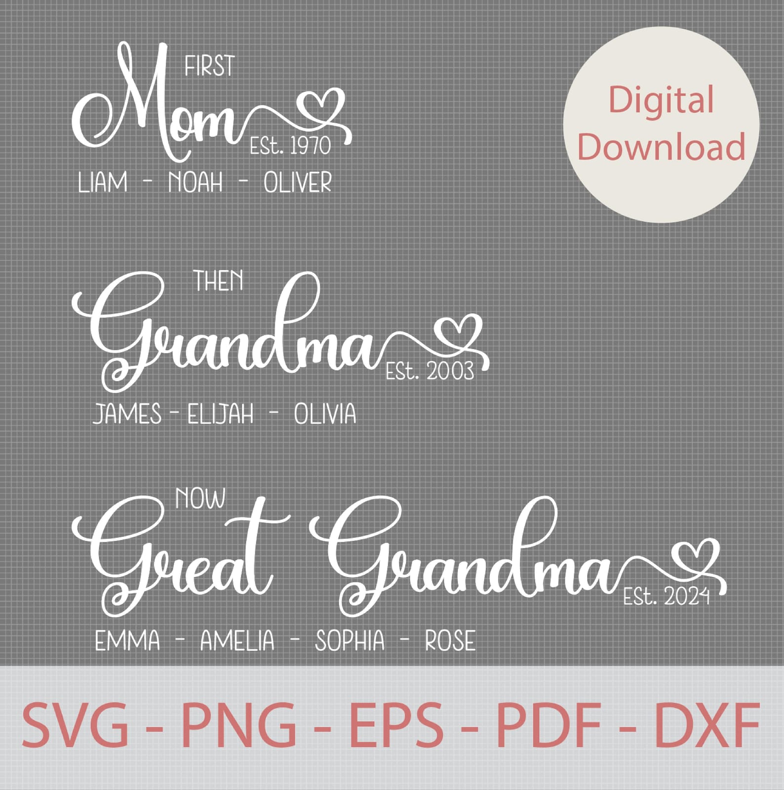 Personalized Mom Grandma Great Grandma Svg, Mom Grandma Great Grandma ...