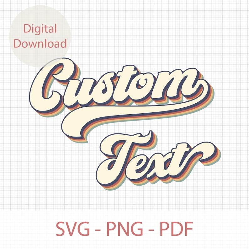 Retro Font Custom Text Svg Png, Personalized Calligraphy Design, Custom ...