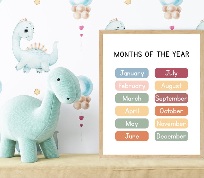 Months of the Year Poster, Homeschool Educational Poster, Montessori ...
