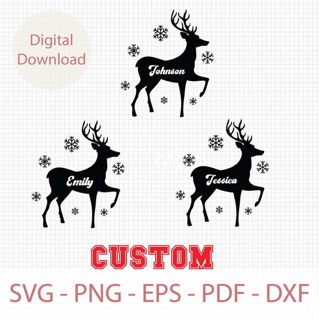 Custom Reindeer Name Svg, Custom Christmas Reindeer Name Png ...