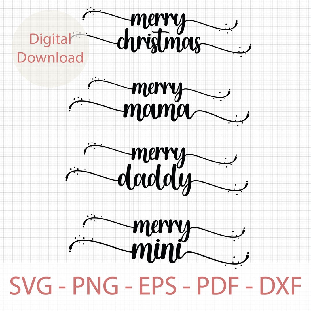 Merry Mama Daddy Mini Varsity Bundle Svg, Merry Christmas Svg, Merry ...